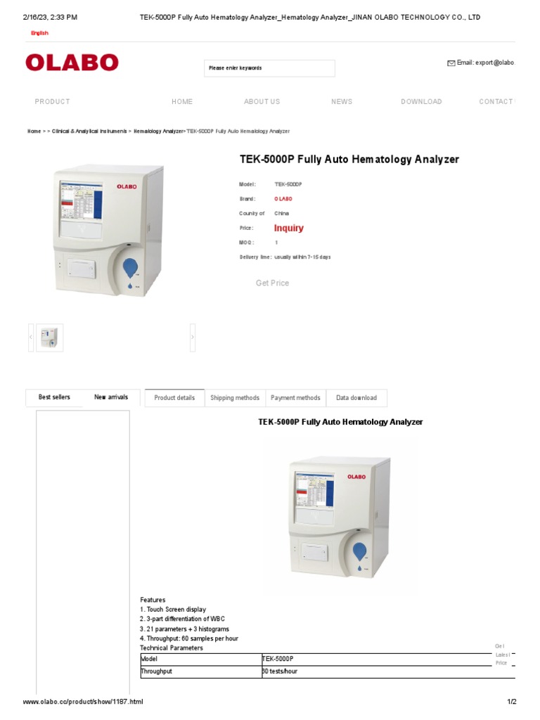 TEK-5000P Fully Auto Hematology Analyzer - Hematology Analyzer - JINAN OLABO TECHNOLOGY CO., LTD ...