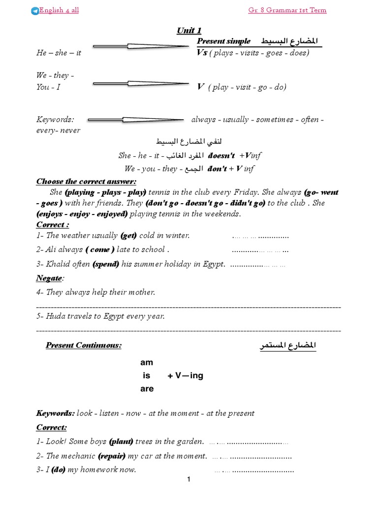 Gr8 Grammar 1st Term | PDF | Verb | English Language