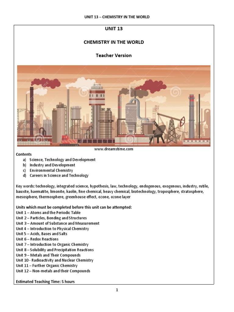 Unit 13 - Chemistry in The World Teacher Version | PDF | Atmosphere Of ...