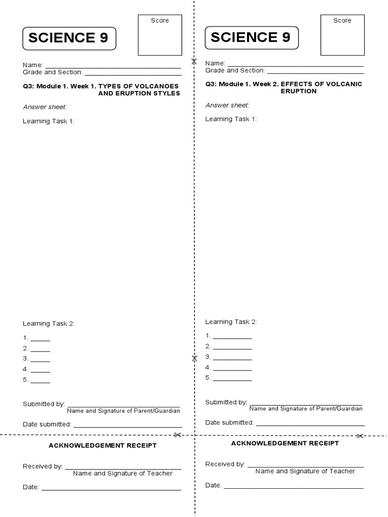 Science 9 Science 9 | PDF | Volcano | Types Of Volcanic Eruptions