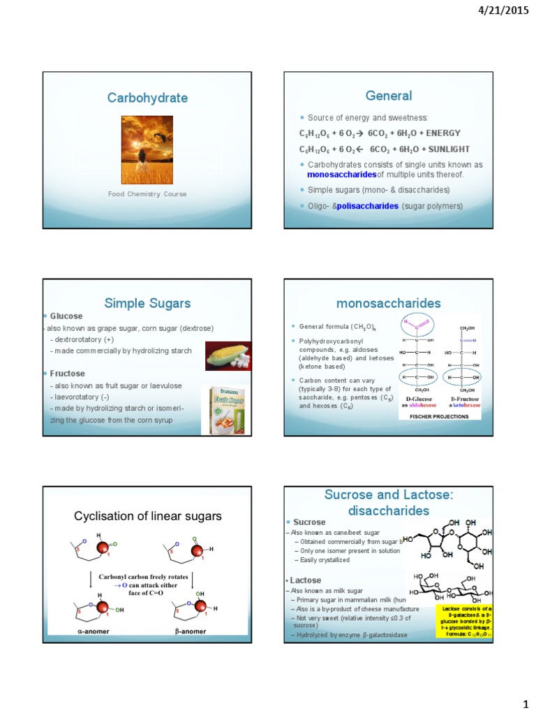 Food Chemistry - Carbohydrate | PDF | Carbohydrates | Sucrose