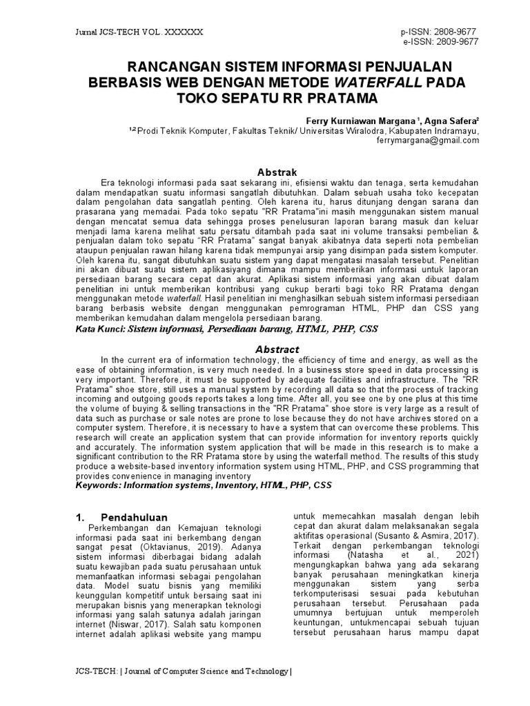 Membangun Sistem Informasi Penjualan Berbasis Web Dengan Metode Waterfall Pada Toko Sepatu RR ...