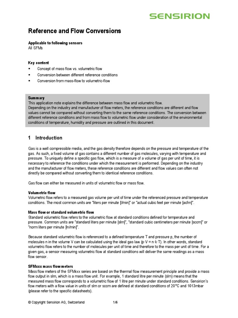 GF AN SFM-25 Reference and Flow Conversions D1 | PDF | Gases | Flow ...