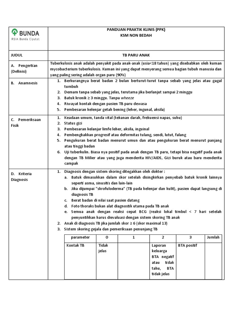 PPK TB Anak - Fix | PDF