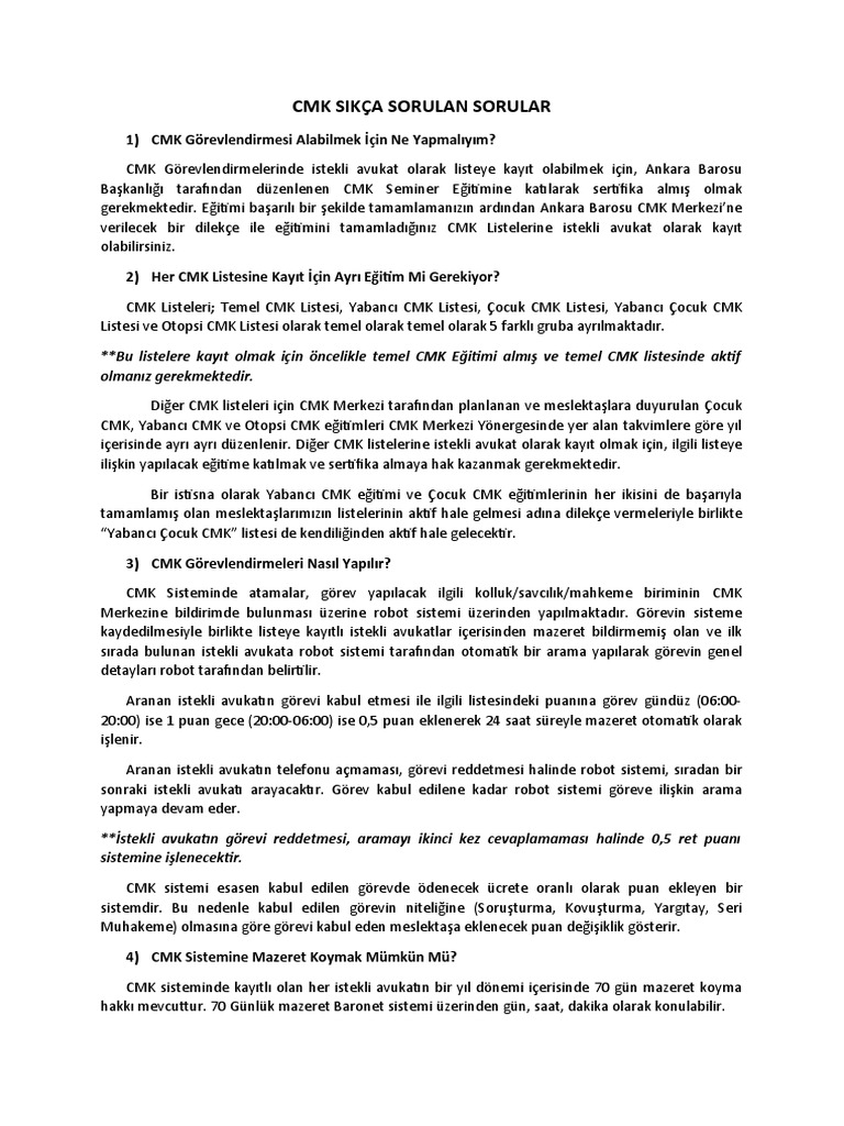 CMK Merkezi Sikca Sorulan Sorular | PDF