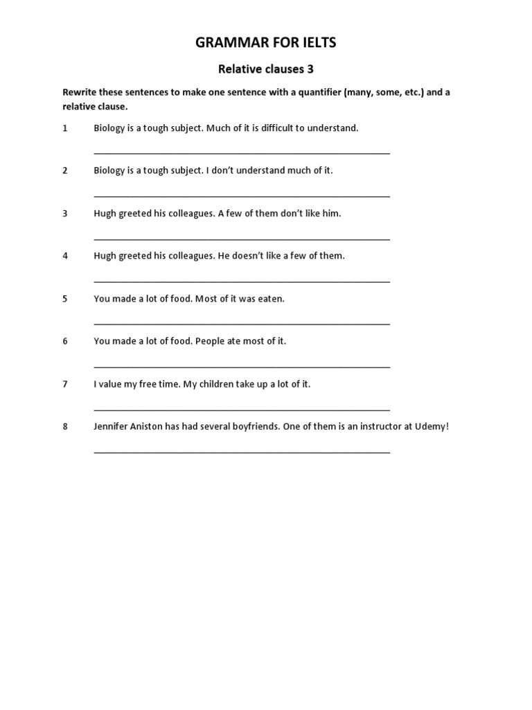 Relative Clauses and Quantifiers: Condensing Multiple Sentences into ...