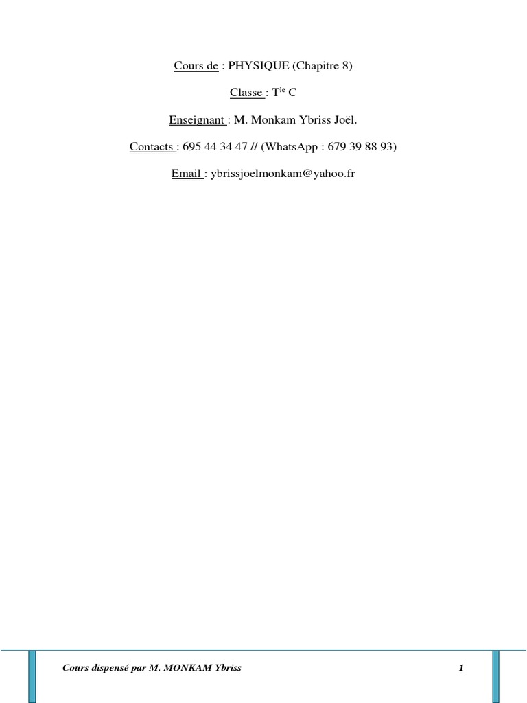 PHYSIQUE TleC CHAPITRE8 | PDF | Vagues | Longueur d'onde