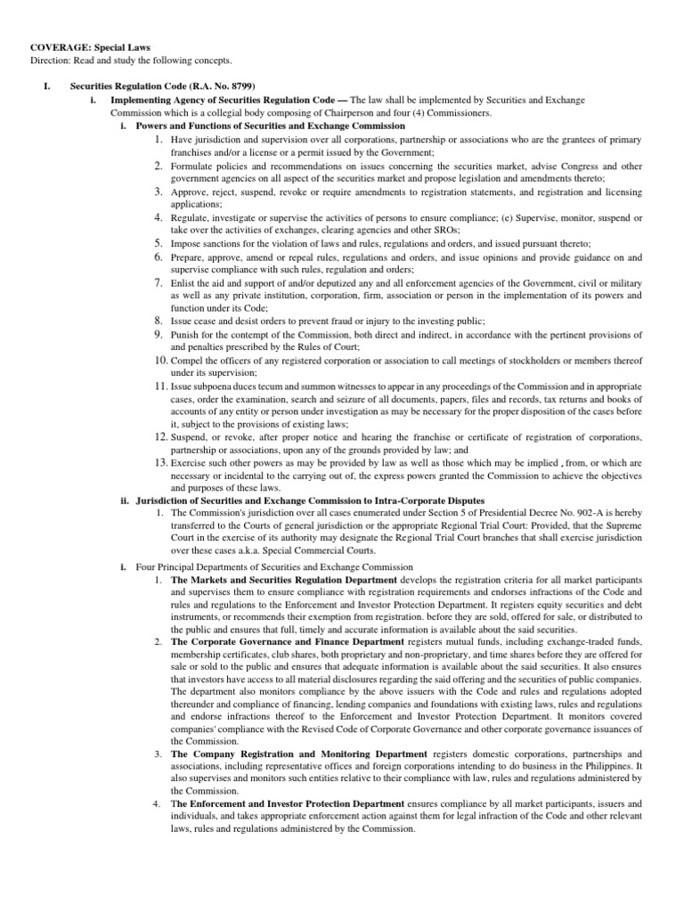 8909 - Special Laws | PDF | Securities (Finance) | Stocks