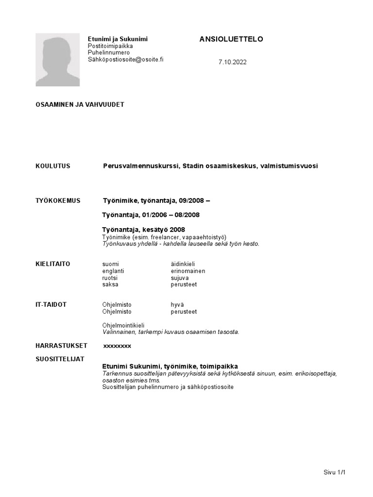 CV Malli (Digibuusti) | PDF