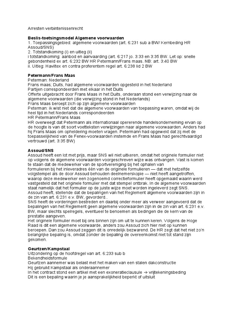 Arresten Verbintenissenrecht | PDF
