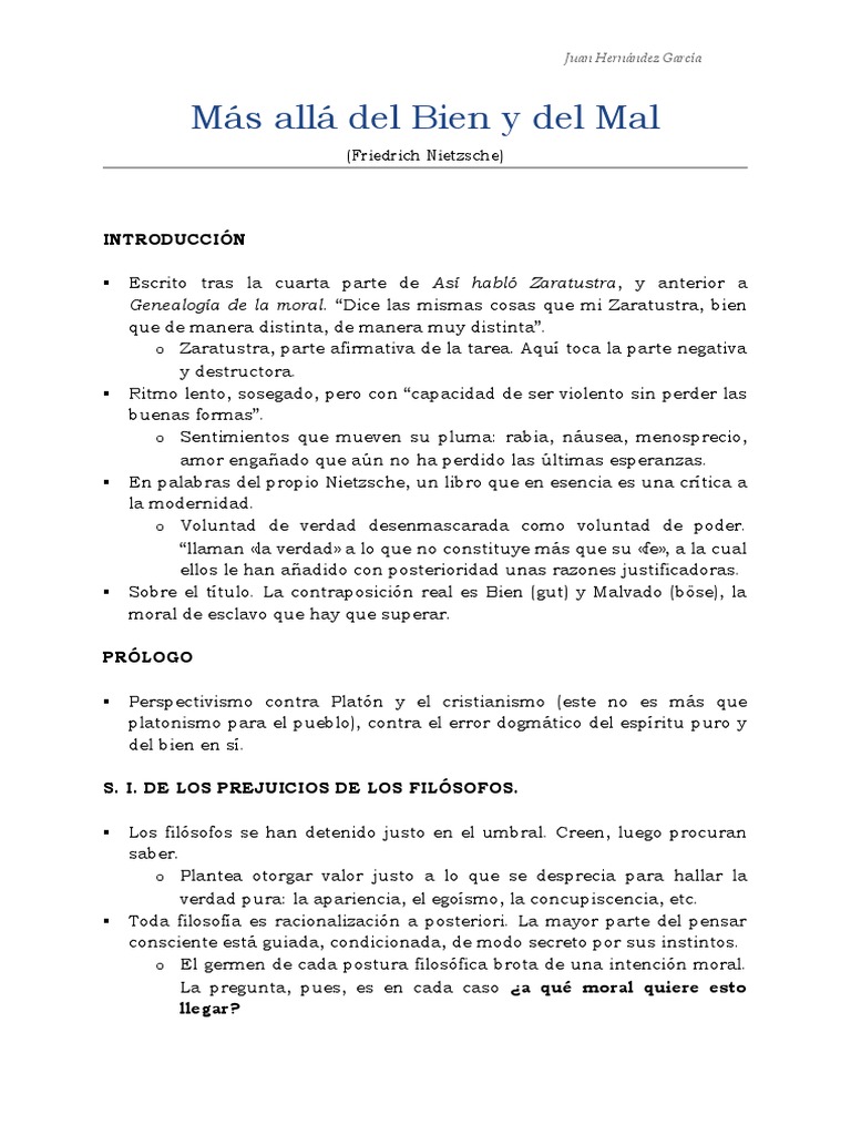 Más Allá Del Bien y Del Mal - Nietzsche | Descargar gratis PDF | Friedrich Nietzsche | Más allá ...