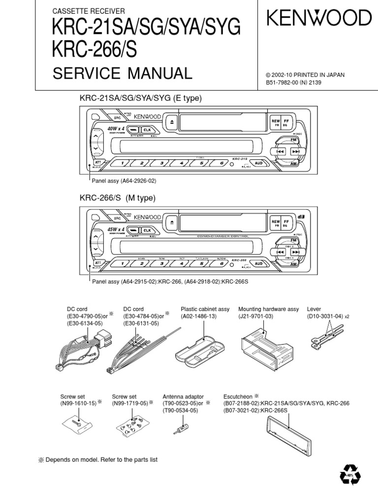 Kenwood Krc-21sa SG Sya Syg 266 S | Download Free PDF | Computer Hardware | Computer Engineering