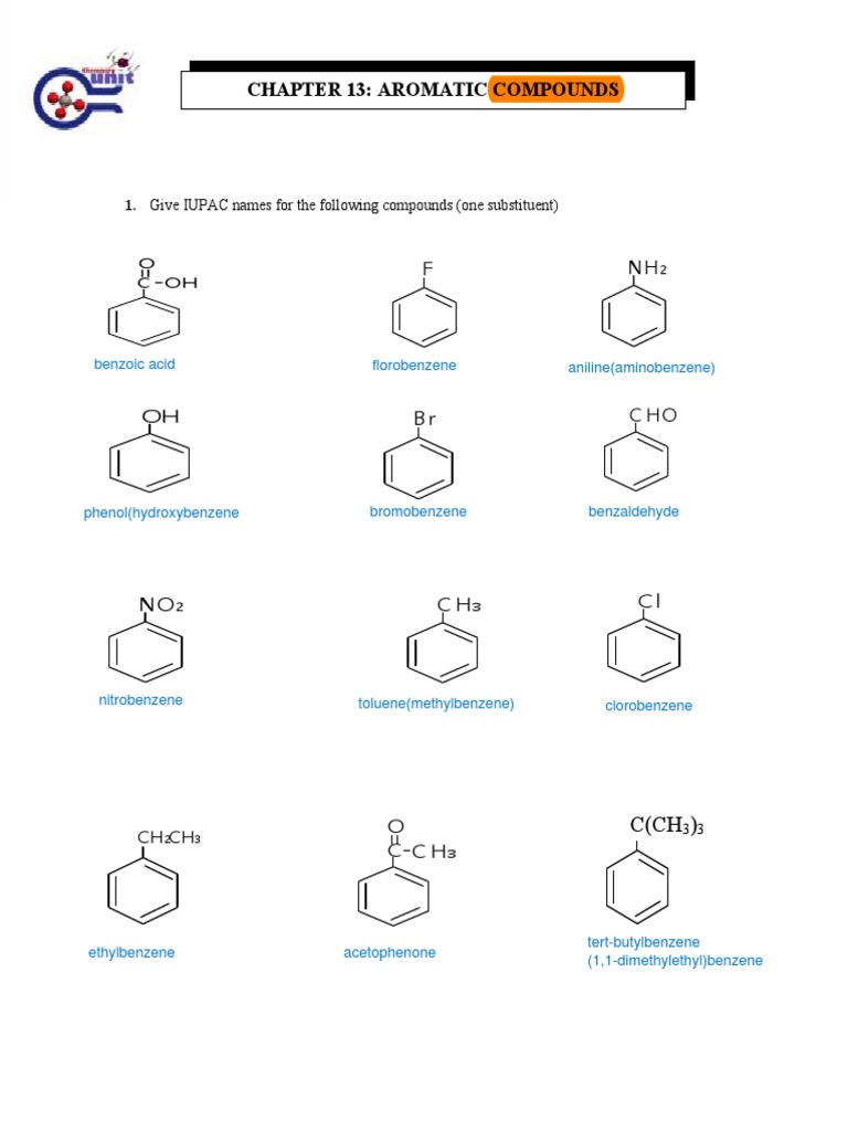 Aromatic Compounds IUPAC Naming and Structures | PDF | Benzene | Chemical Compounds