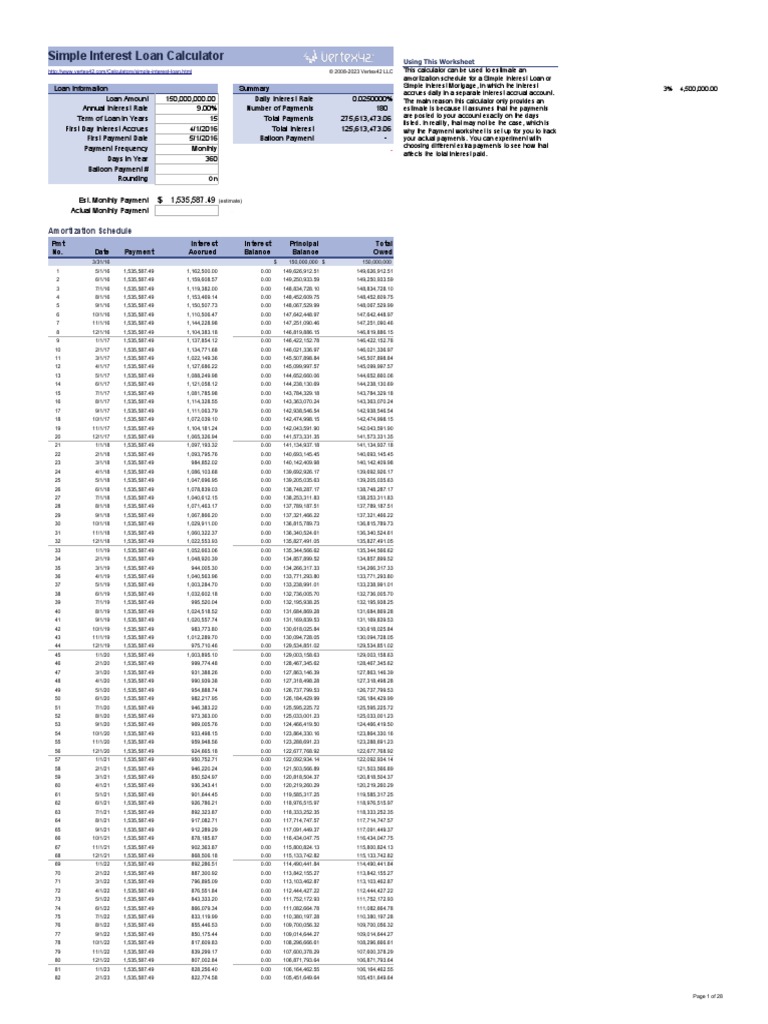 Simple Interest Loan Calculator | PDF | Interest | Loans