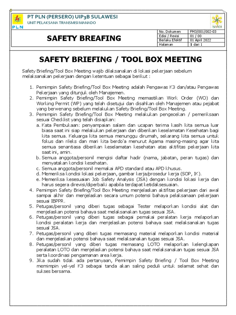 Safety Breafing | PDF | Teknologi & Rekayasa