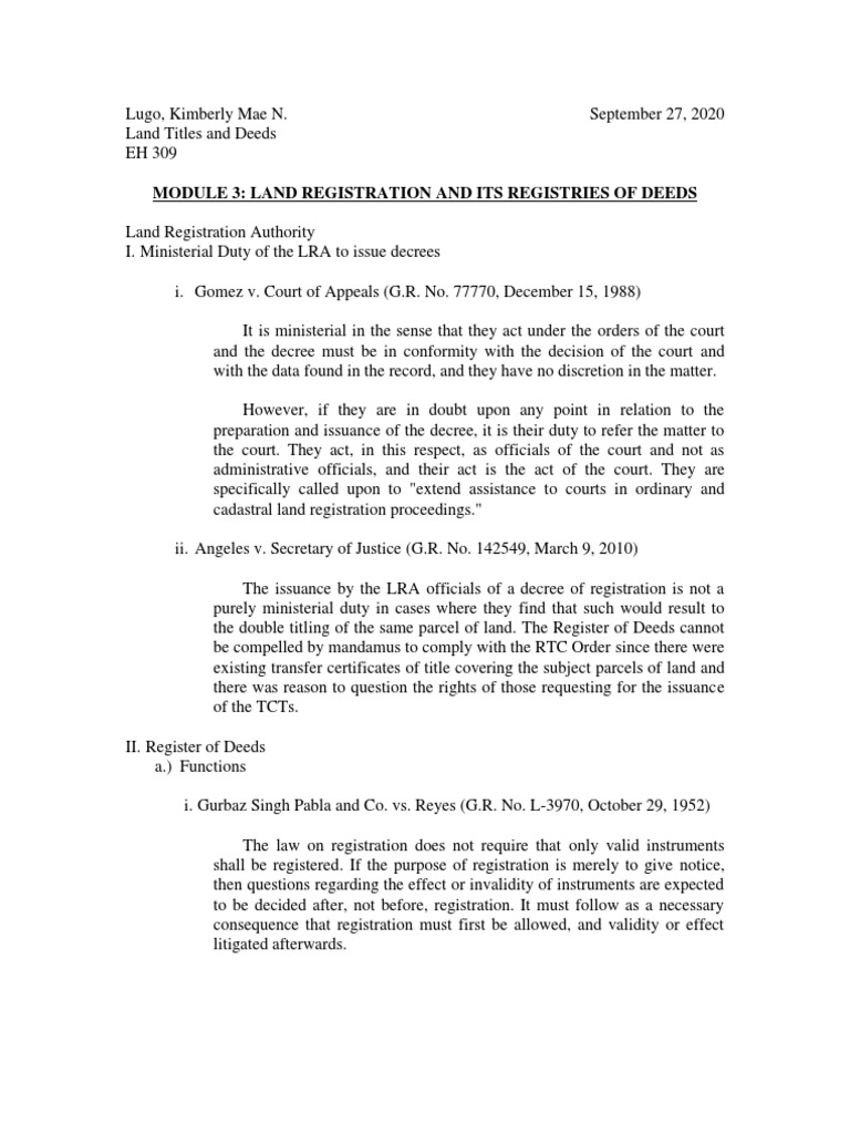 Lugo, Kimberly - LTD Assignment EH 309 | PDF | Deed | Political Law