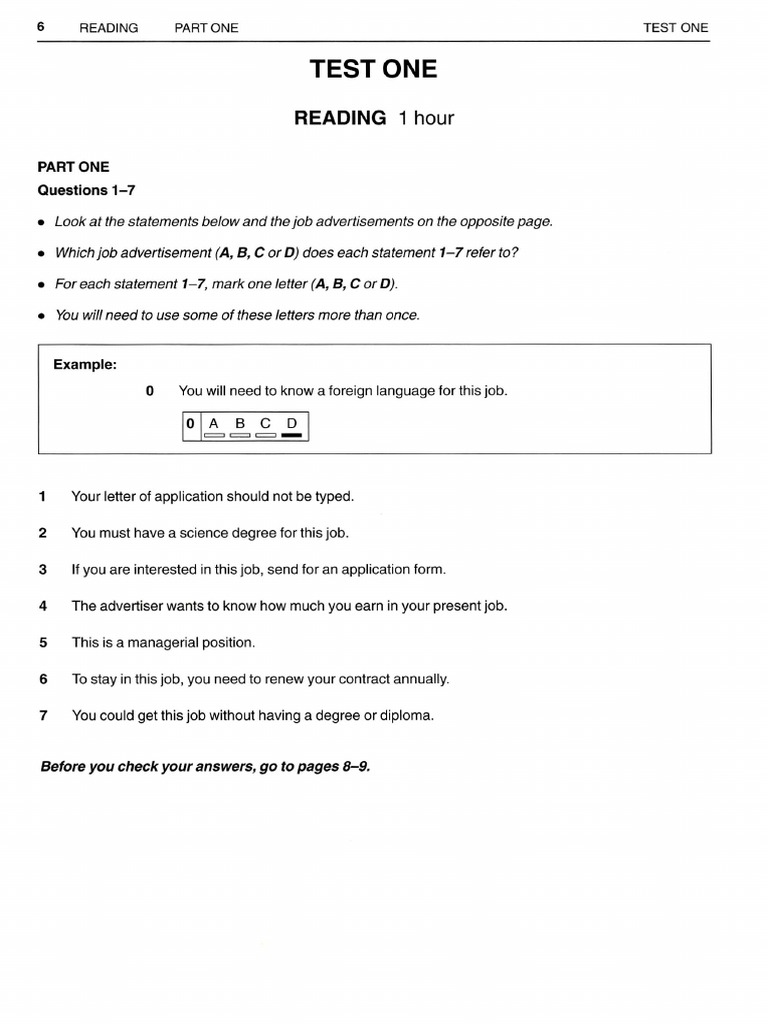 Reading 2 - Practice - Test 1 | PDF