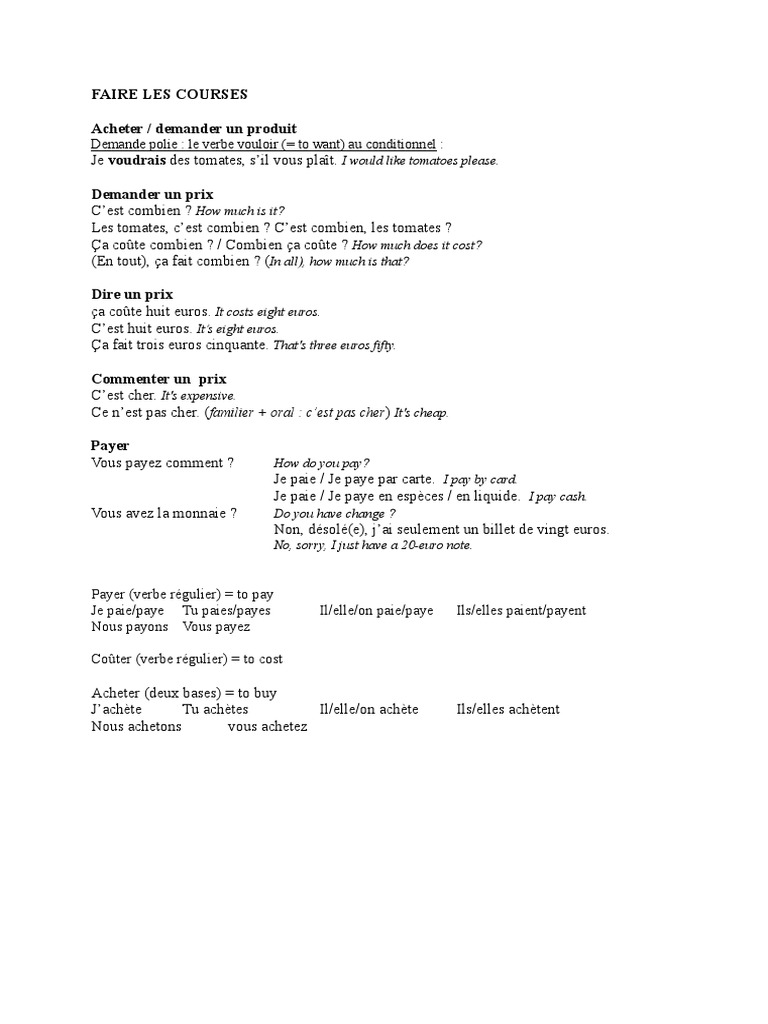 Faire Les Courses | PDF