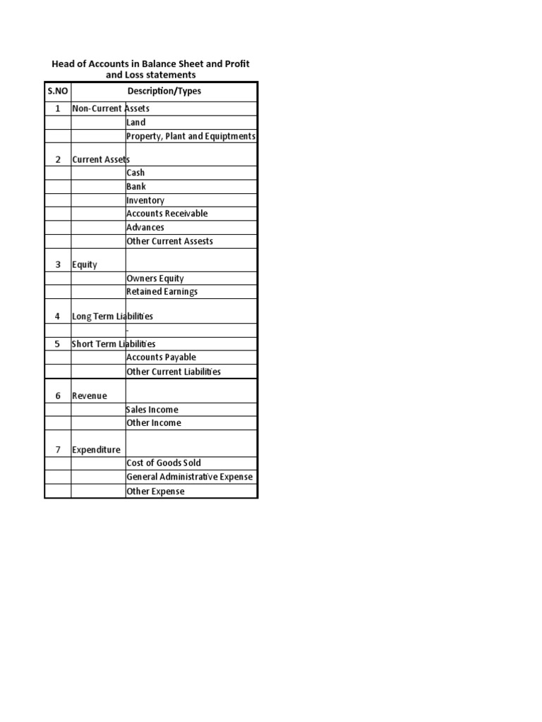 Accounts Heads & Balance Sheet | PDF | Balance Sheet | Expense