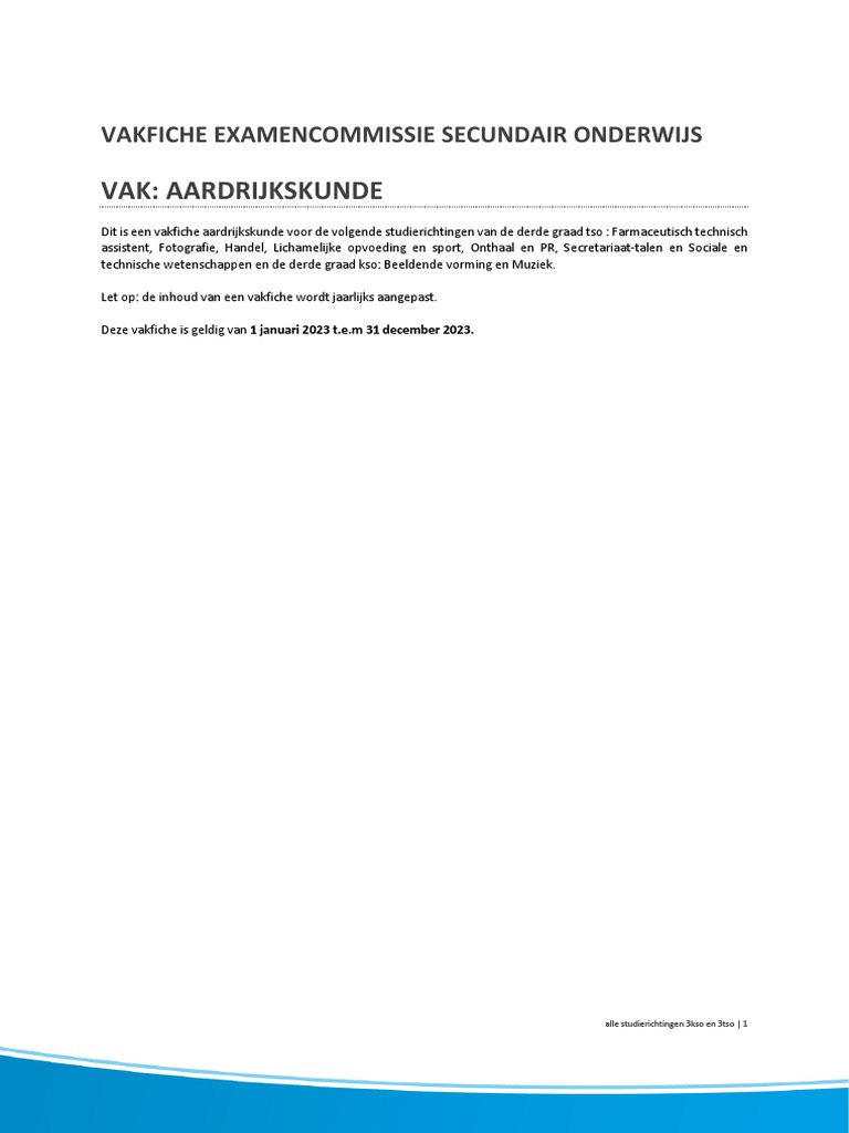 Eindversie Vakfiche 3KTSO 2023 | PDF