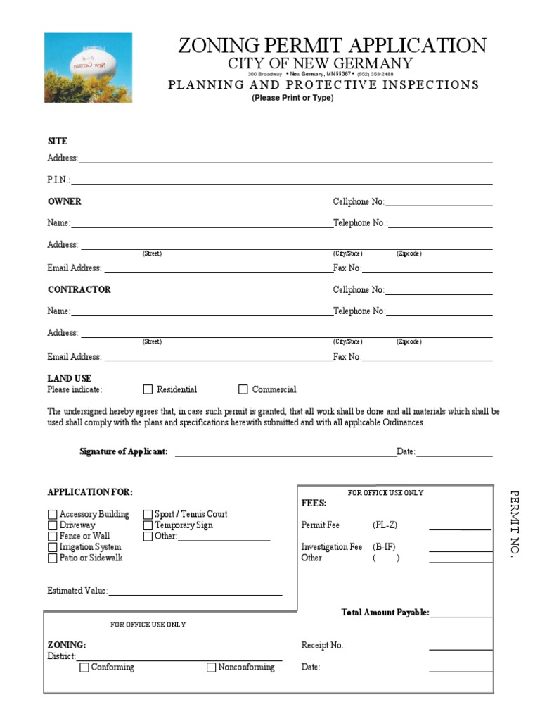 Zoning Permit Application | PDF | Zoning