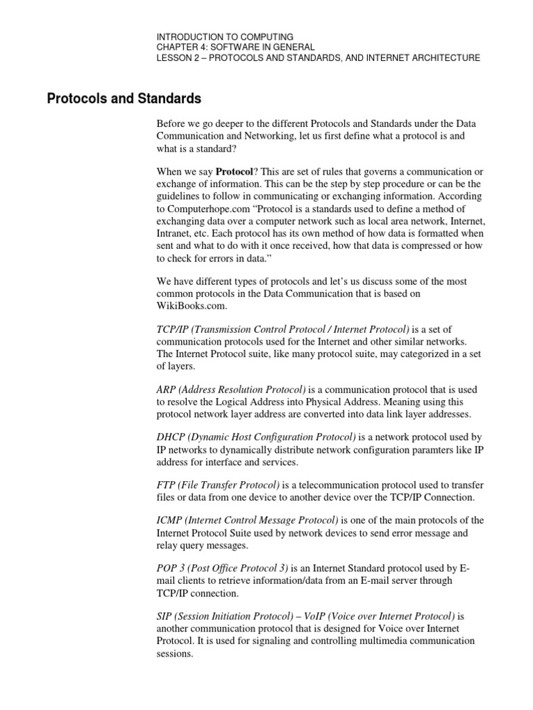W8 Protocols Standard and Internet Architecture - Module | PDF | Osi Model | Computer Network
