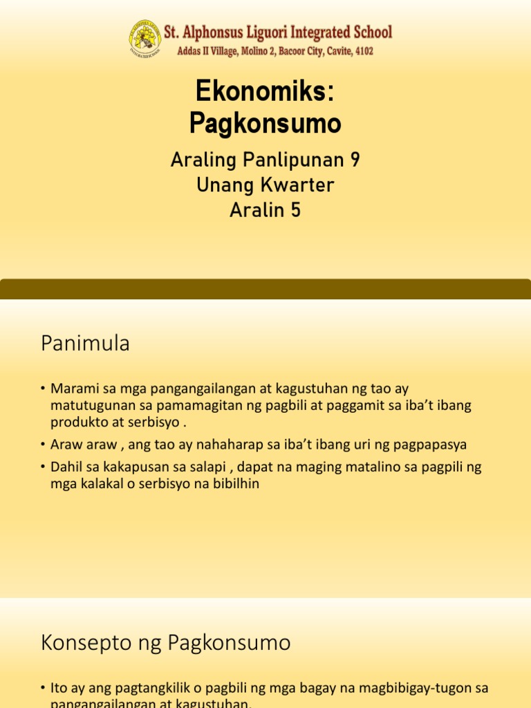 AP 9 Ekonomiks Q1 LM5 Pagkonsumo | PDF