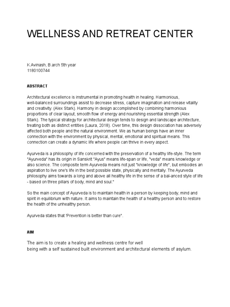 Wellness and Retreat Center | PDF | Ayurveda | Psychology