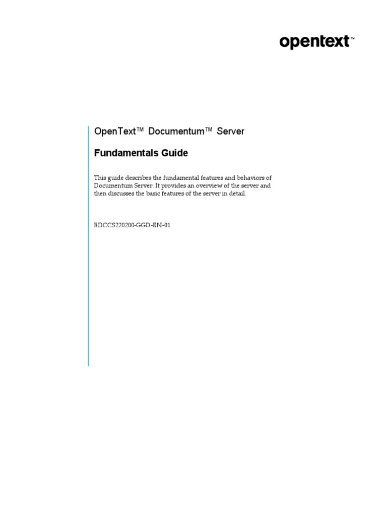OpenText Documentum Server CE 22.2 - Fundamentals Guide | PDF ...