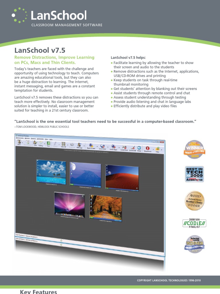LanSchool v7.6 For Windows MultiPoint Manager: Product Brochure | PDF | Macintosh | Microsoft ...