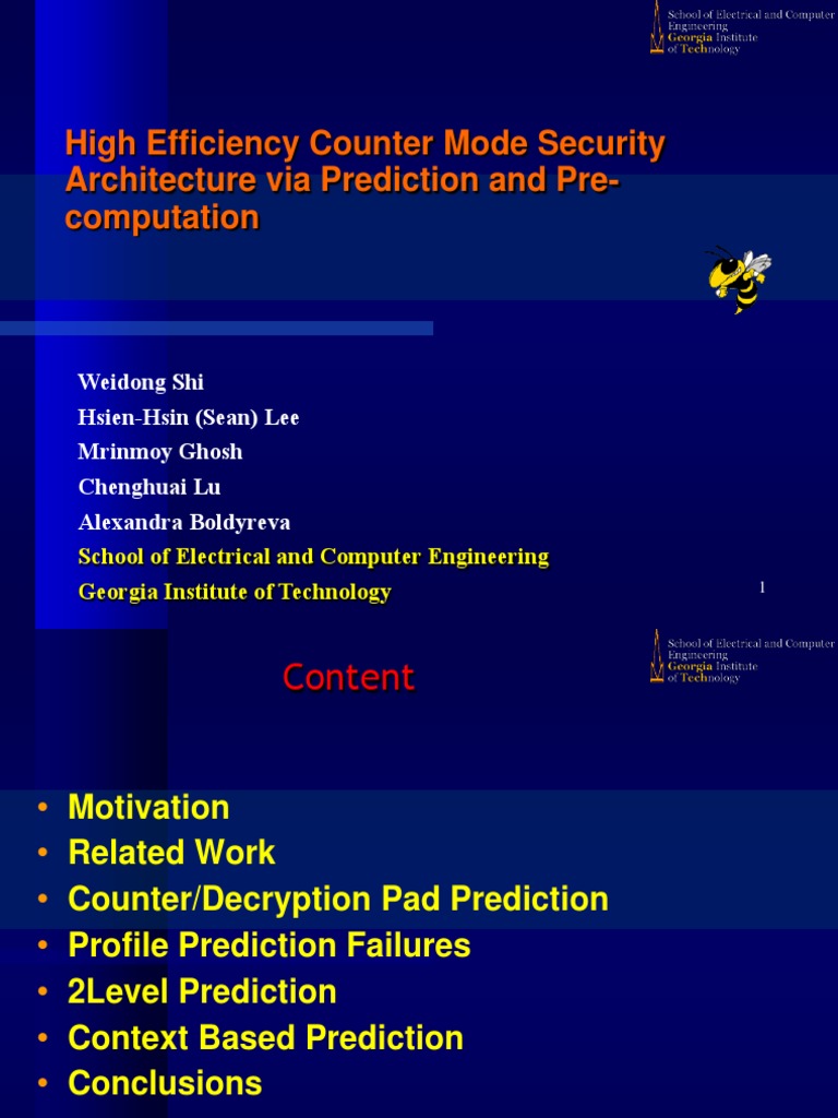 High Efficiency Counter Mode Security Architecture Via Prediction and Pre-Computation | PDF ...