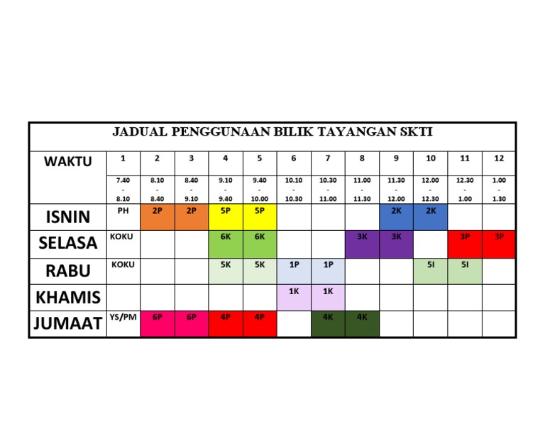 Jadual Penggunaan Bilik Tayangan | PDF
