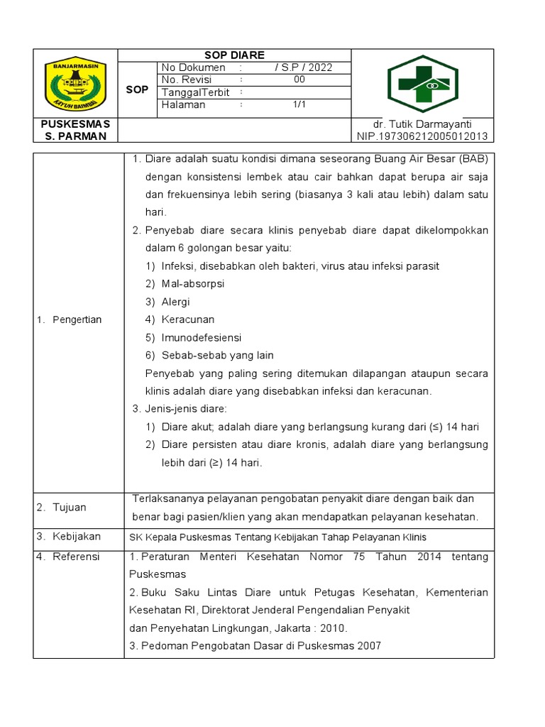 Sop Diare | PDF | Kesehatan Holistik