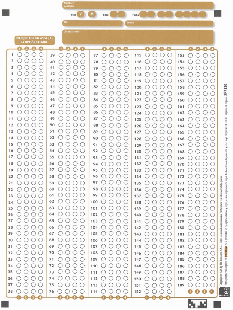 Hoja de Respuestas CUIDA | PDF