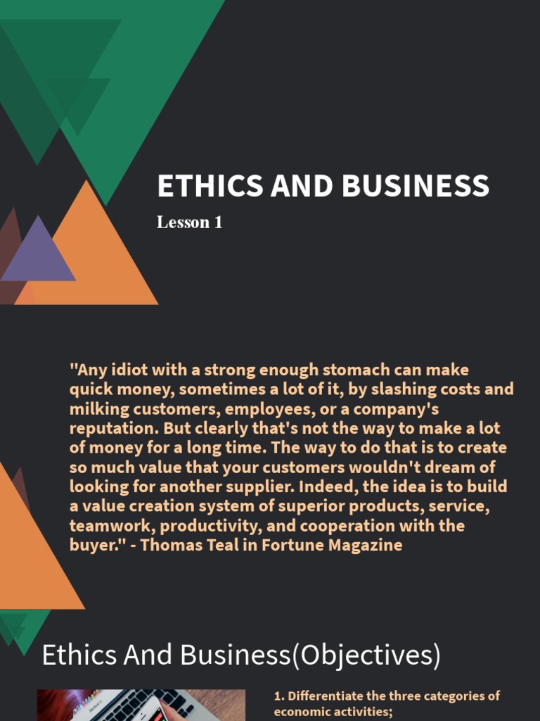 Group 1.ethics and Business | PDF | Business Ethics | Goods