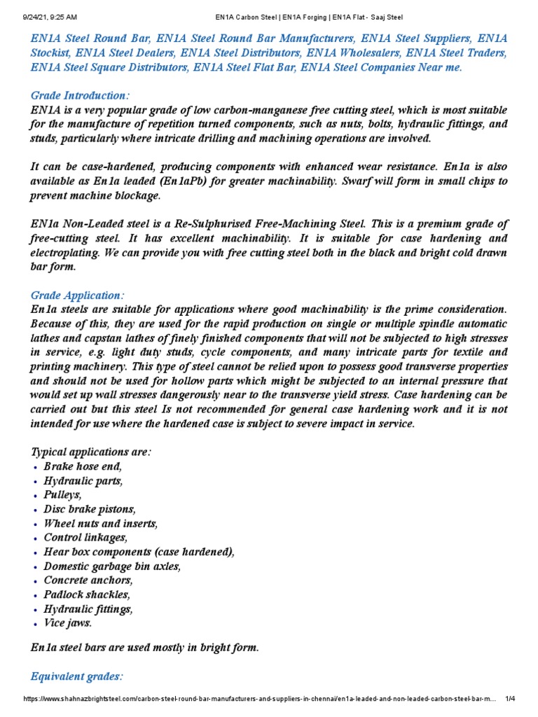 EN1A Steel Overview and Applications | PDF | Steel | Strength Of Materials