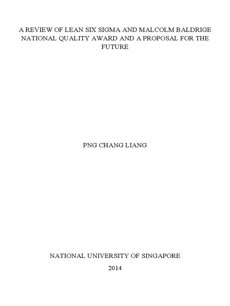 A Review of Lean Six Sigma and Malcolm Baldrige National Quality Award ...