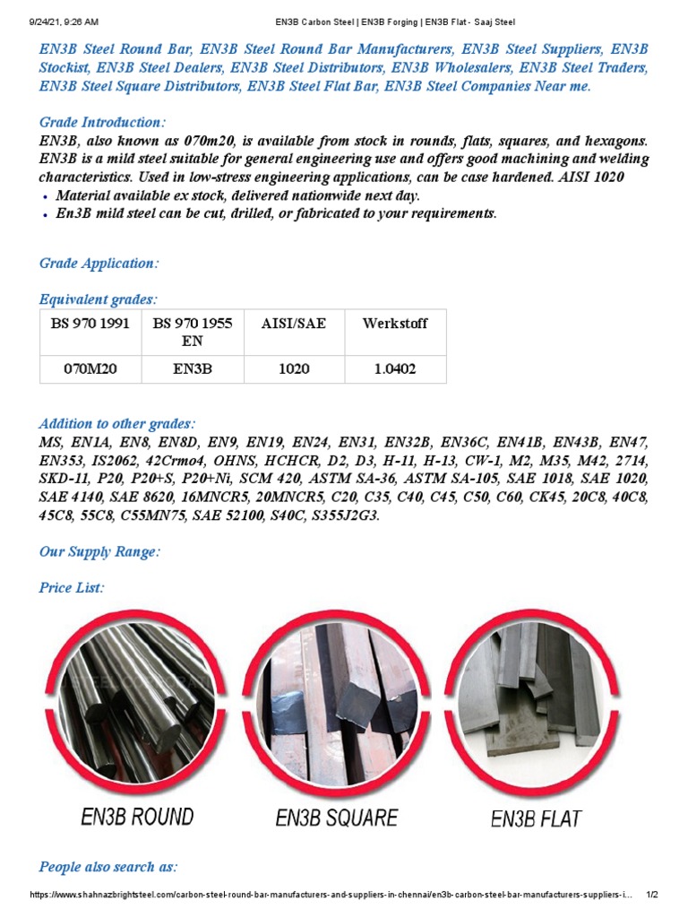EN3B Carbon Steel - EN3B Forging - EN3B Flat - Saaj Steel | PDF | Steel ...