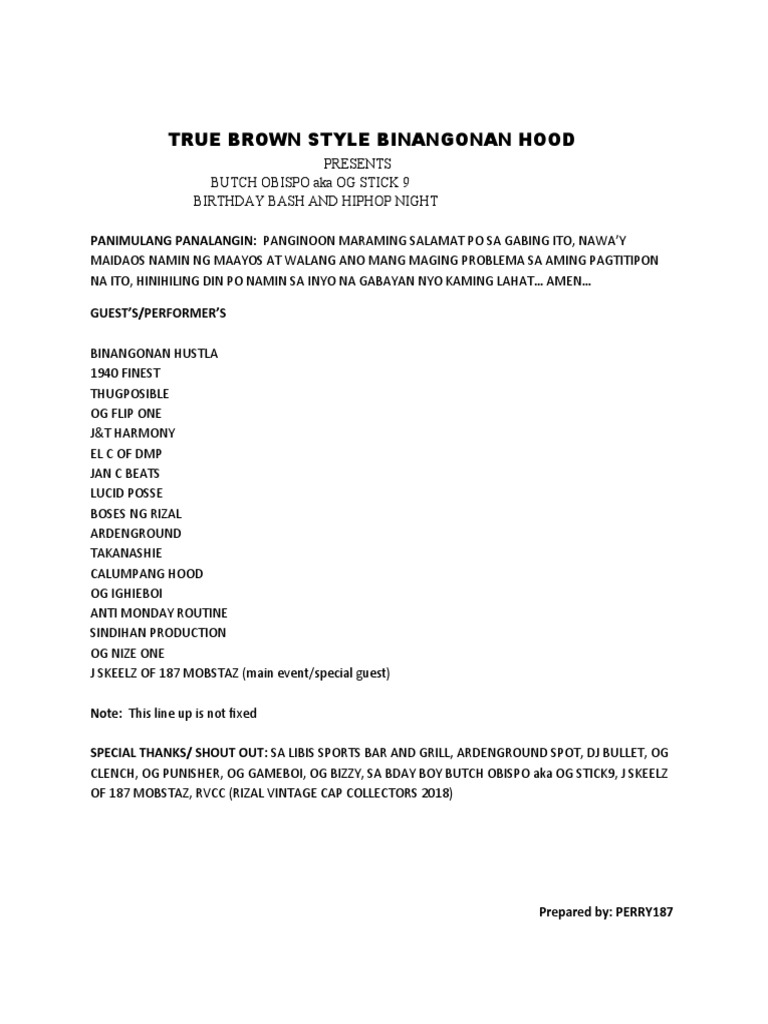 True Brown Style Binangonan Hood | PDF | Sports & Recreation