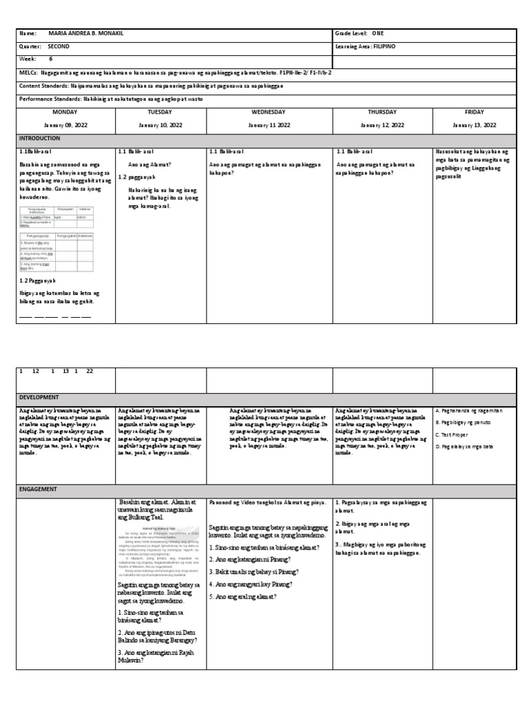 Filipino Week 6 | PDF