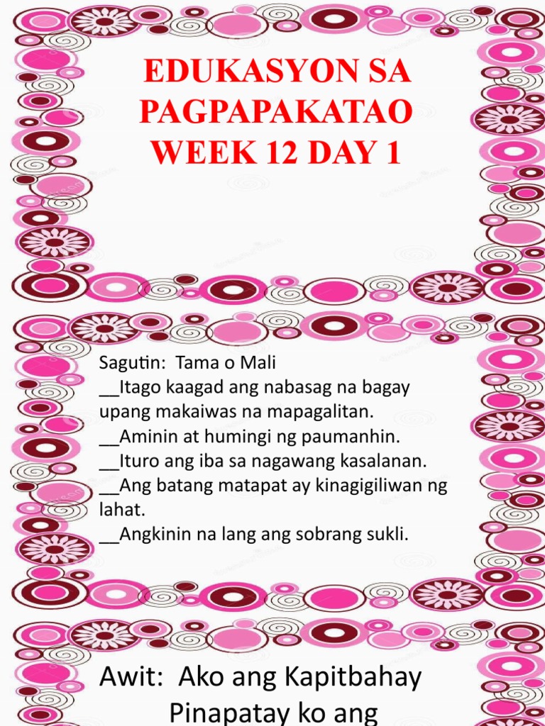 Week 12 Esp Day 1 5 | PDF