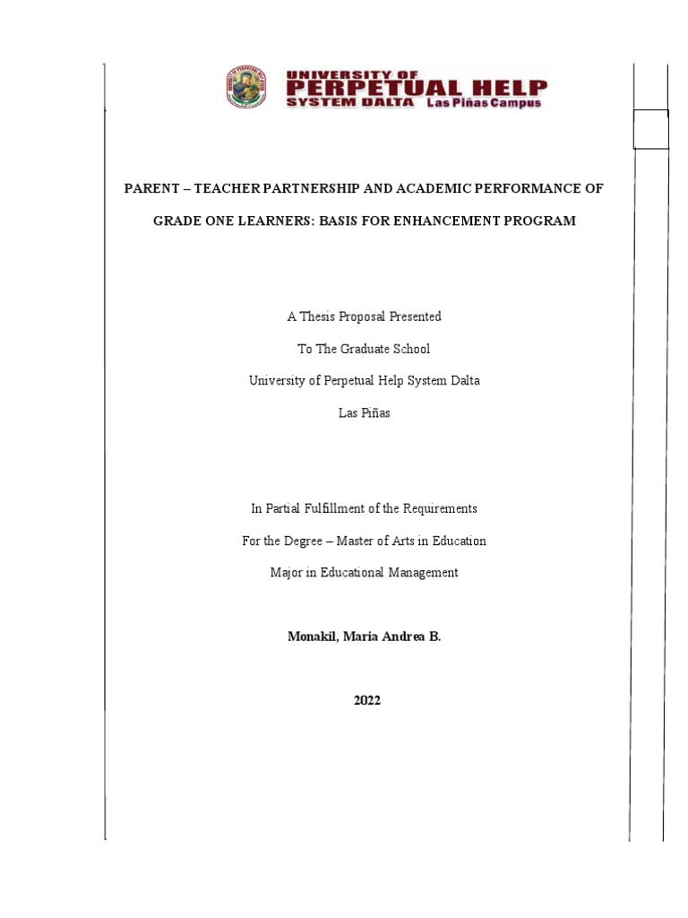 Parent Teacher Partnership and Academic Performance Maria Andrea B ...