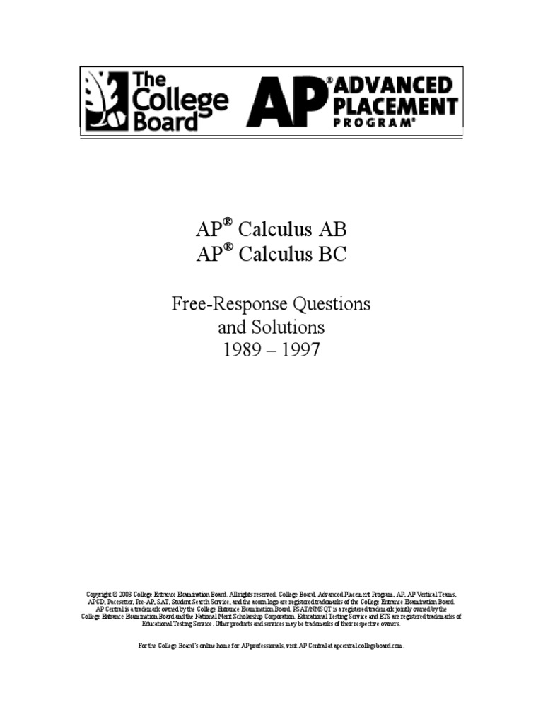 AP Calculus BC Free 89-97 | PDF | Advanced Placement | Tangent