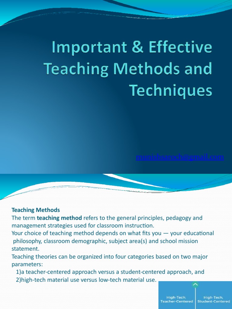 Important Effective Teaching Methods and Techniques | PDF | Teaching Method | Learning