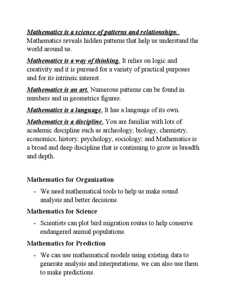 Mathematics in The Modern World | PDF | Pattern | Mathematics