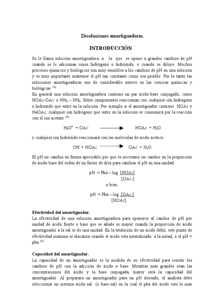 Soluciones Amortiguadoras | PDF | Ph | Solución tampón