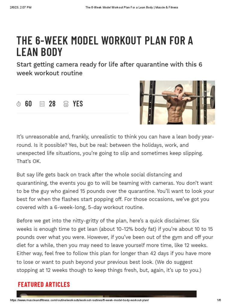 6-Week Lean Body Model Workout Plan | PDF | Kettlebell | Weight Training