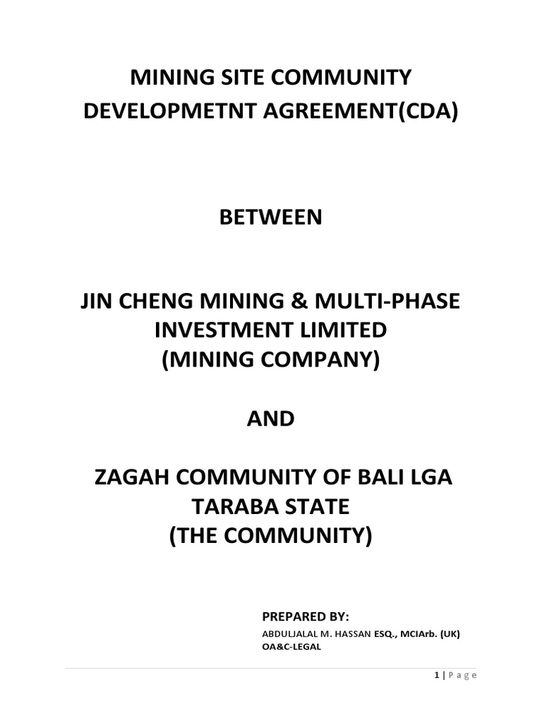Mining Site Community Developmetnt Agreement (Cda) | PDF | Mining | License