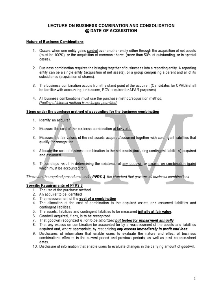 Lecture 1 Buscom at Acquisition Date | PDF | Goodwill (Accounting) | Fair Value