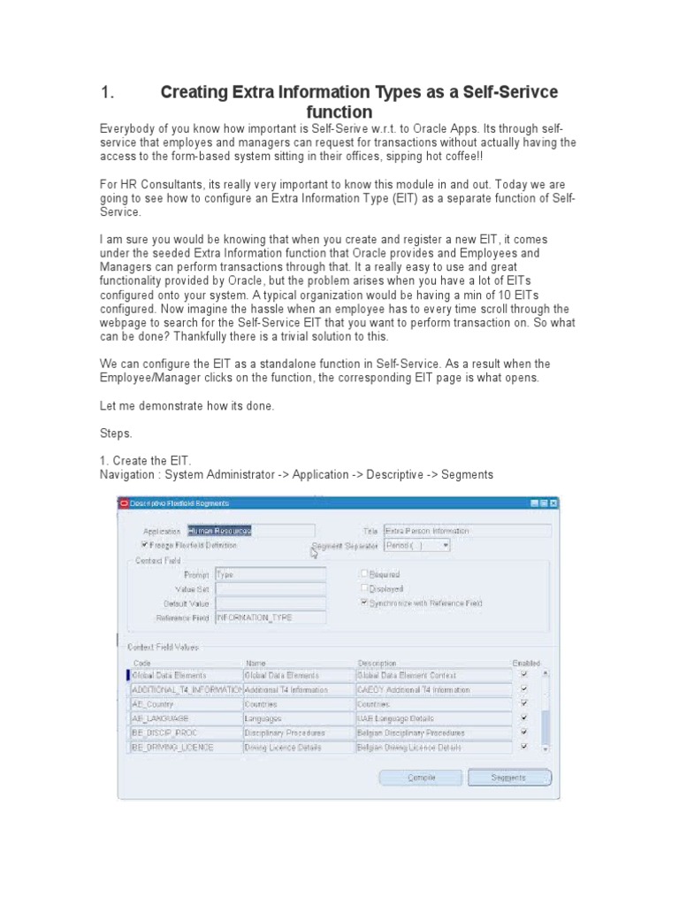 Creating EIT As A Self Service | PDF | Oracle Corporation | Computer ...